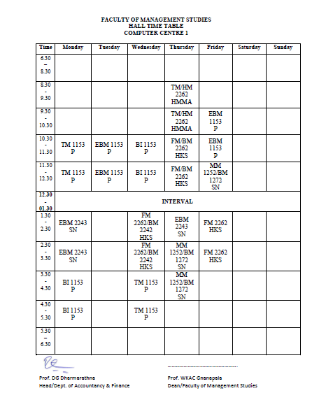 Time Table