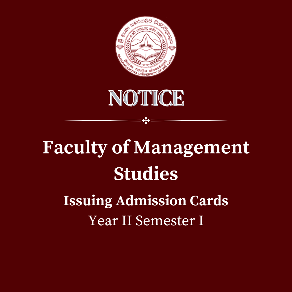 Issuing Admission Cards Year II Semester I - Faculty of Management ...